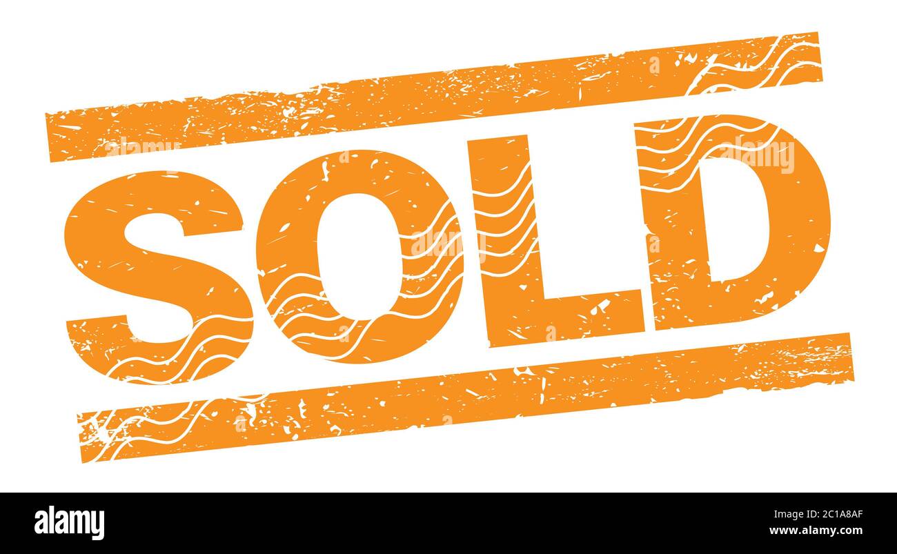 SOLD orange grungy rectangle stamp Stock Photo - Alamy