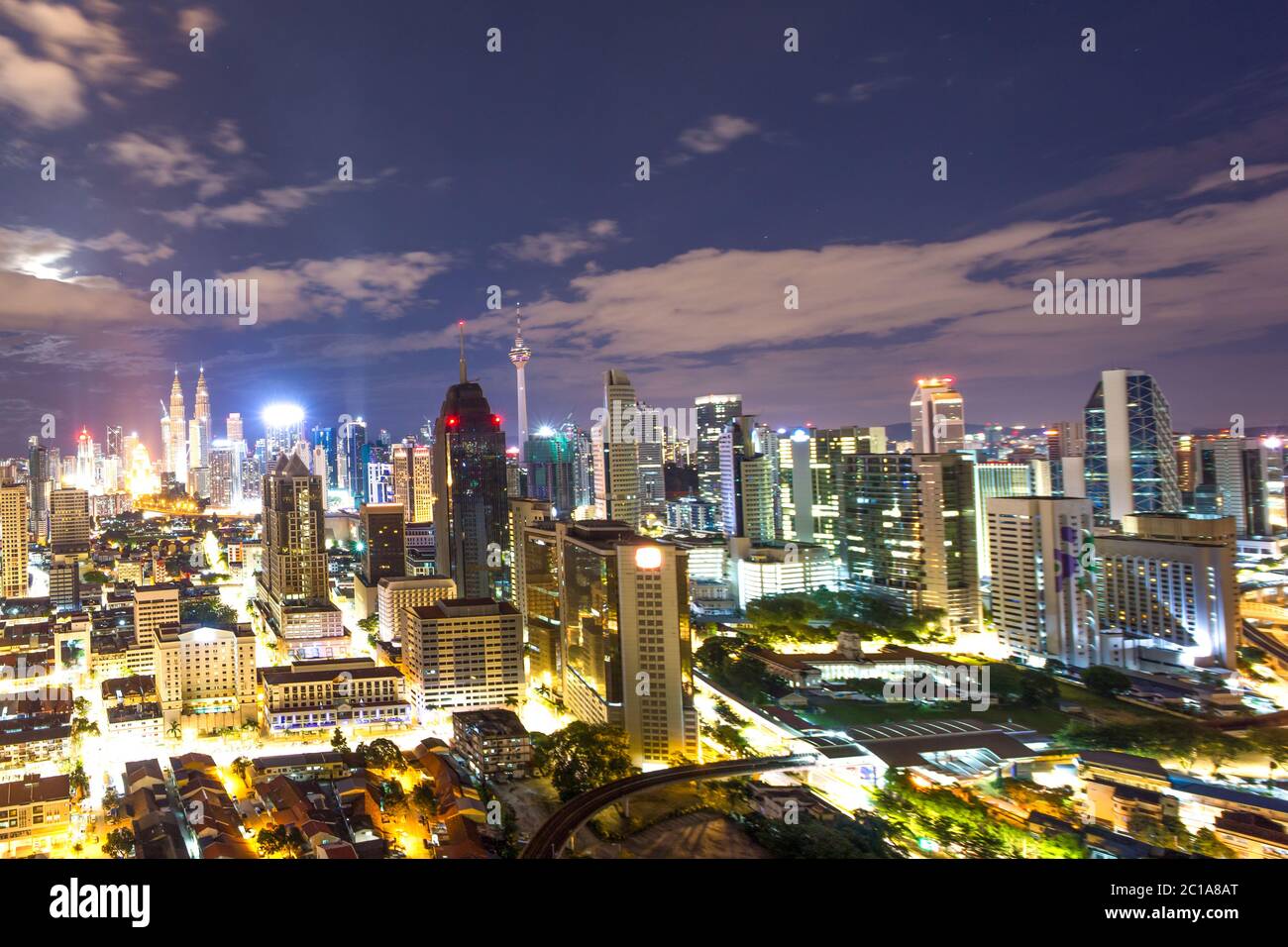 aerial view of modern city at night Stock Photo - Alamy