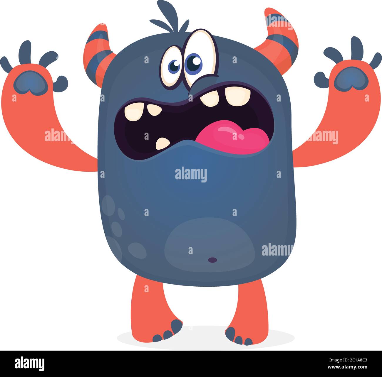 Scary cartoon black monster screaming. Yelling angry monster expression ...