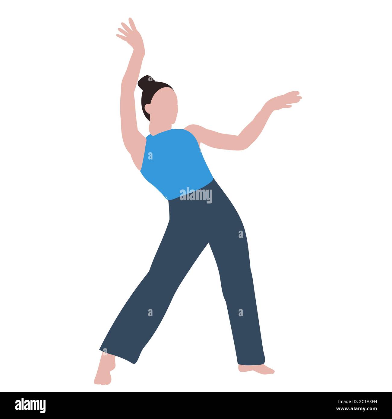 white background, without face, in a flat style, girl dancing Stock ...