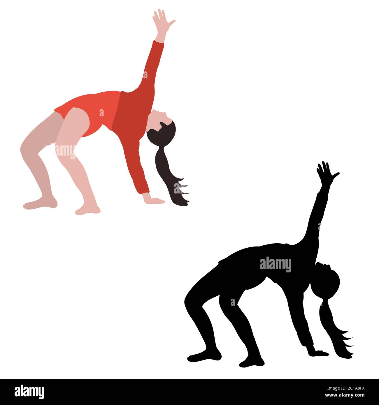 white background, dancing girl, no face, flat style with silhouette ...