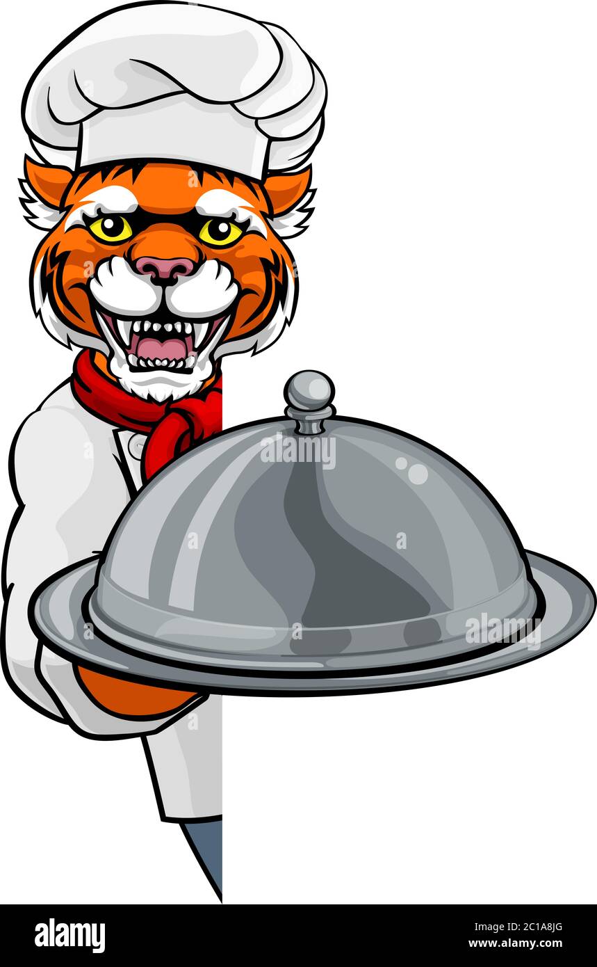 Tiger Chef Mascot Sign Cartoon Character Stock Vector Image & Art - Alamy