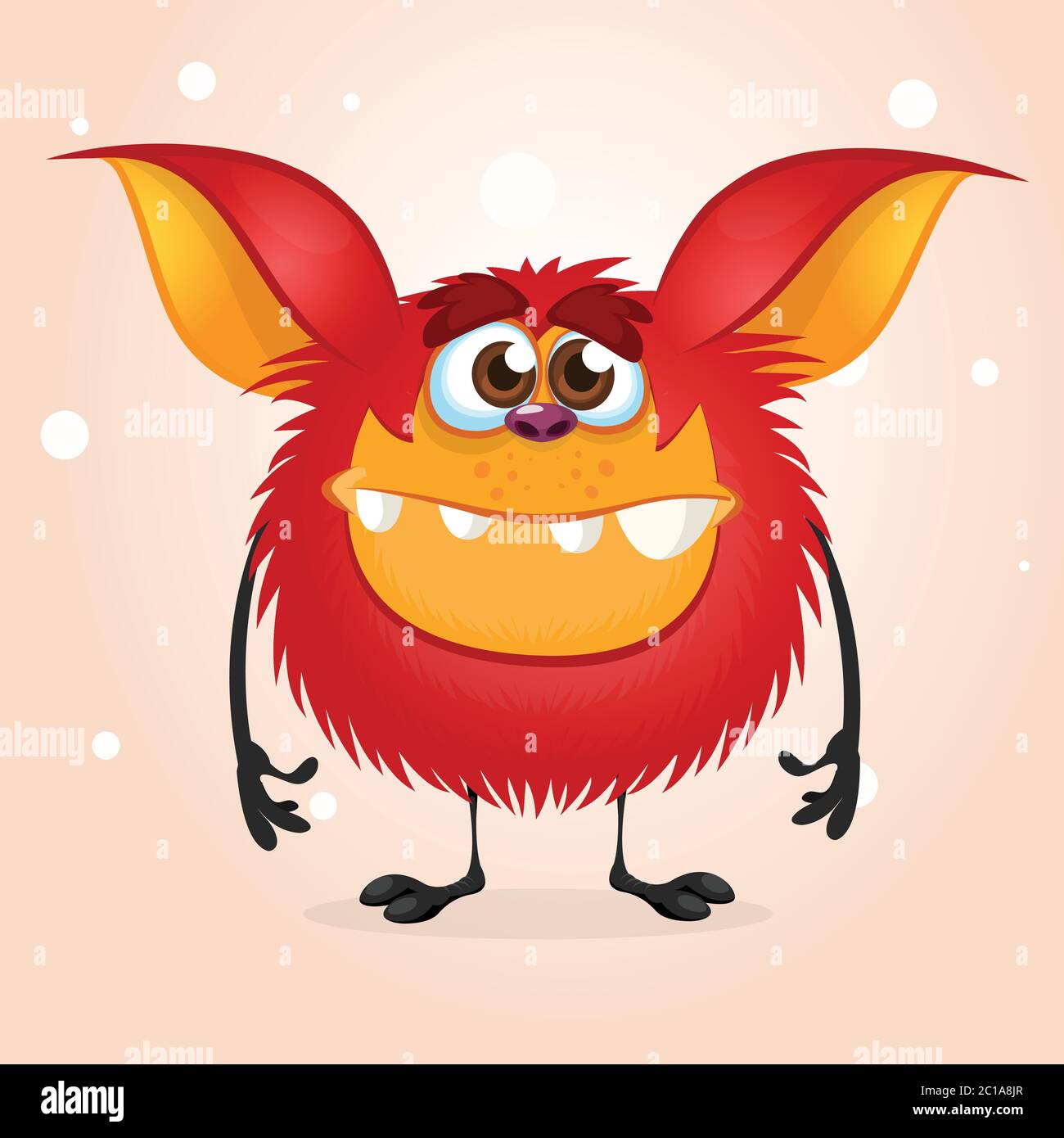 Tiny happy red cartoon monster. Halloween vector illustration isolated ...