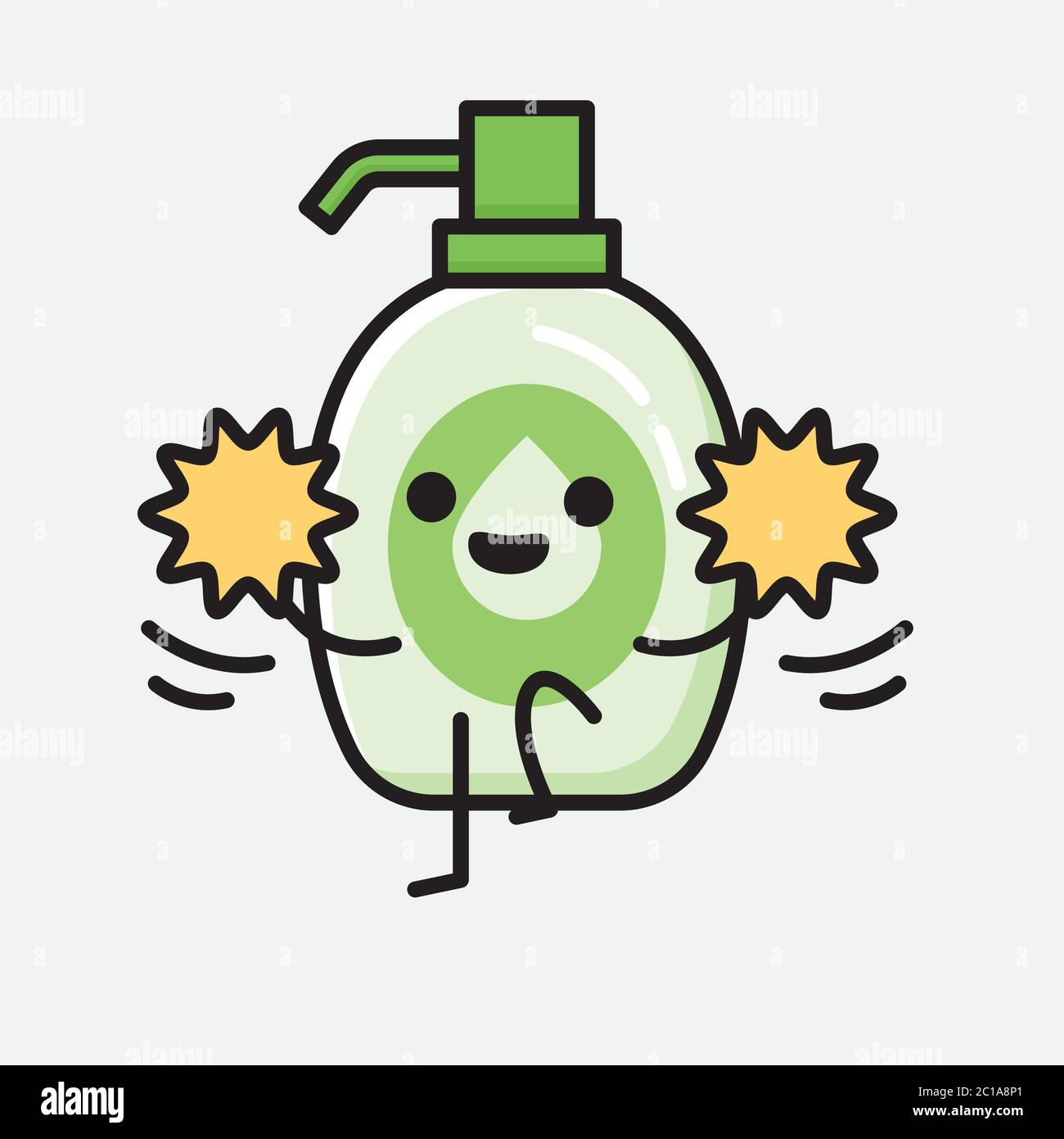 An illustration of Cute Hand Sanitizer Mascot Vector Character in Flat ...