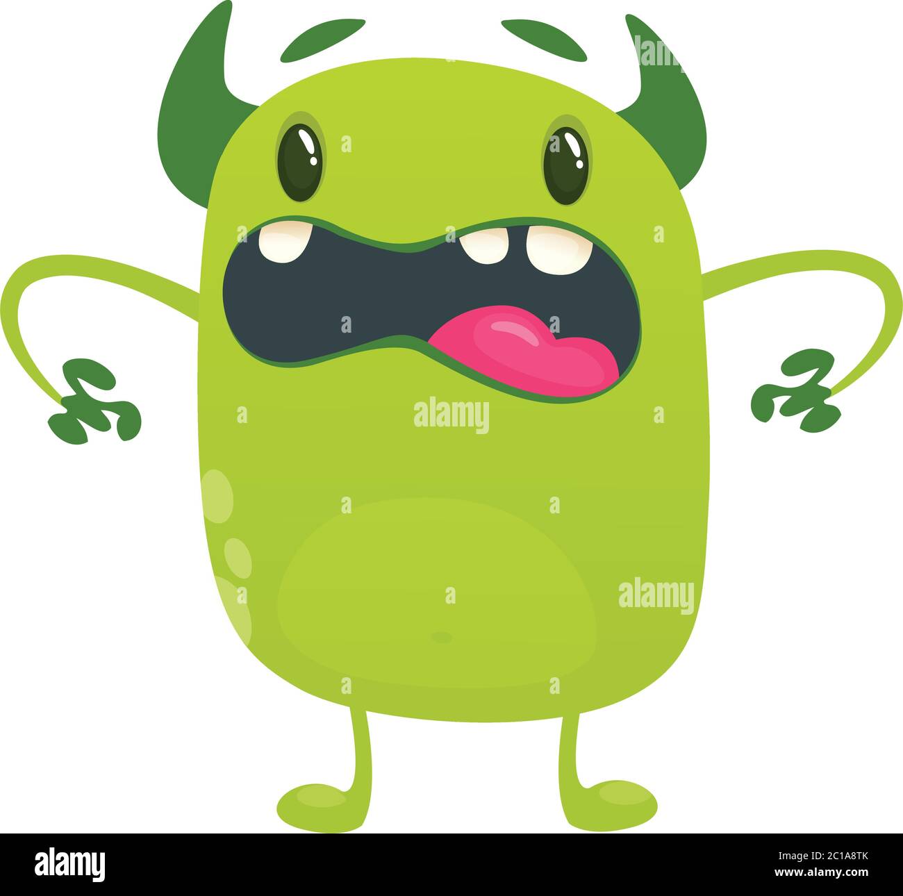 Angry cartoon green alien monster. Big collection of cute monsters for ...