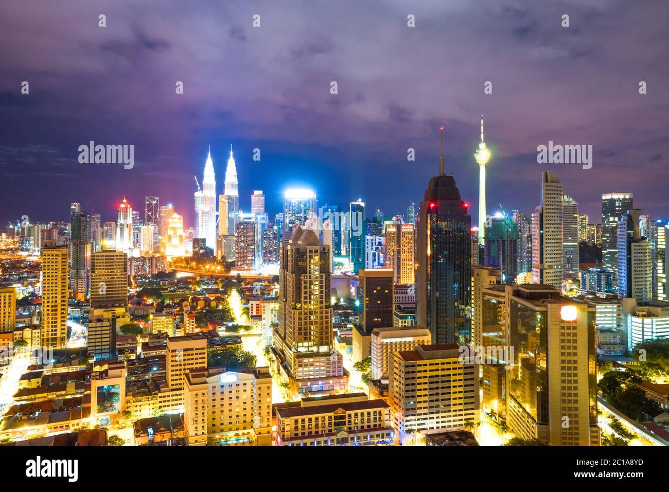 aerial view of modern city at night Stock Photo - Alamy