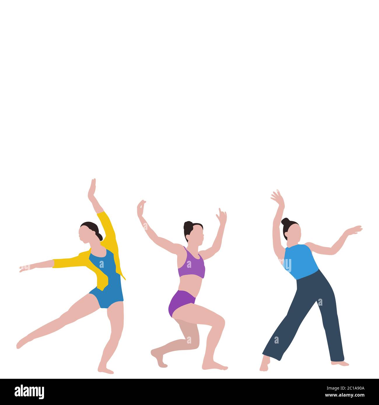 a white background, without face, in a flat style, girls dance Stock ...