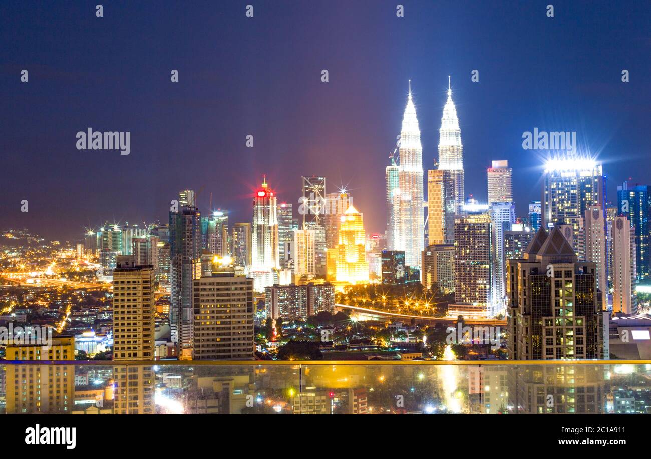 aerial view of modern city at night Stock Photo - Alamy