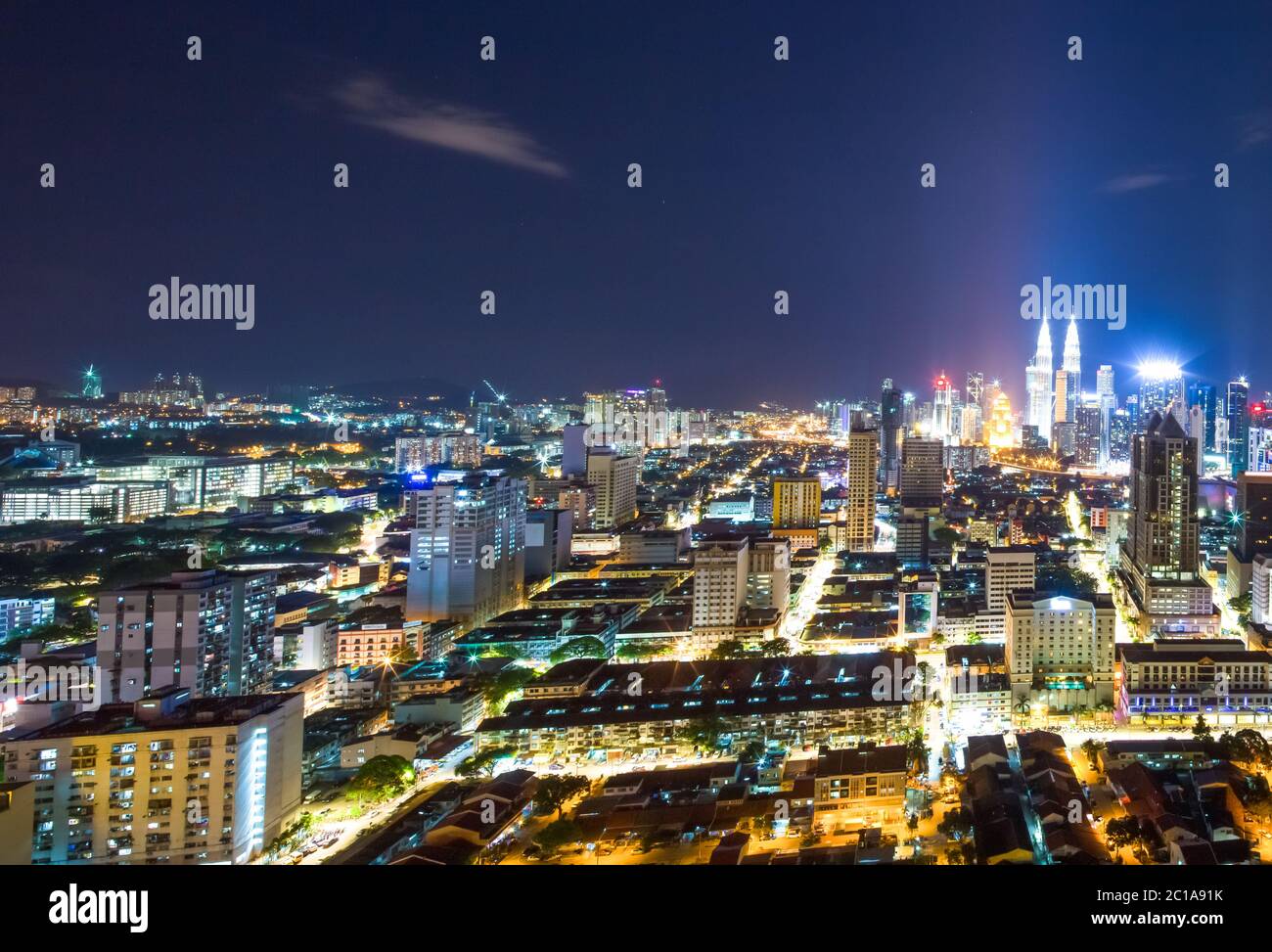 aerial view of modern city at night Stock Photo - Alamy