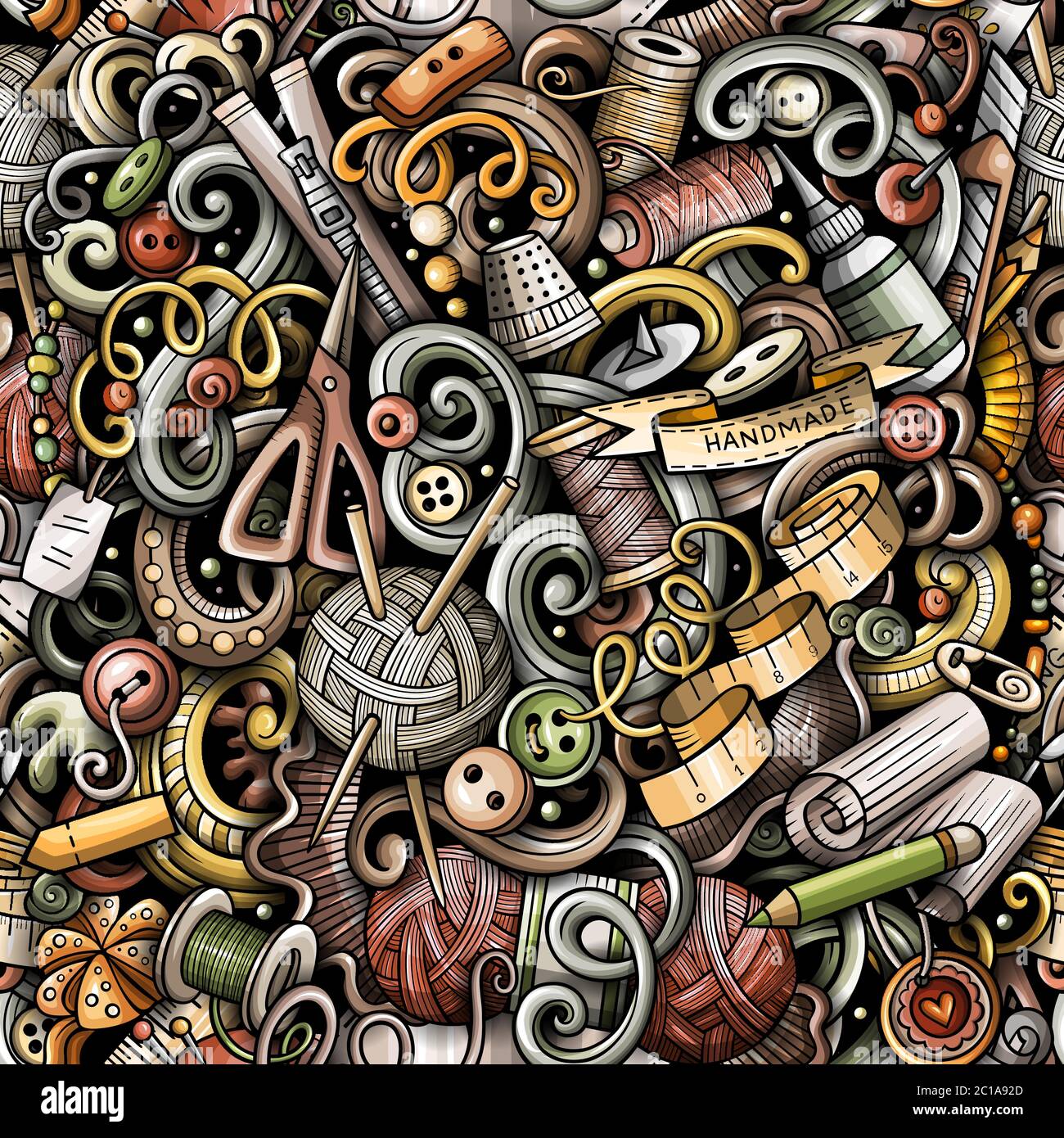 Handmade hand drawn vector doodles seamless pattern Stock Vector Image ...