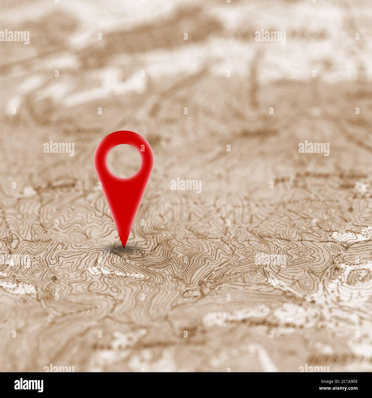 Red point on the old noname map Stock Photo - Alamy