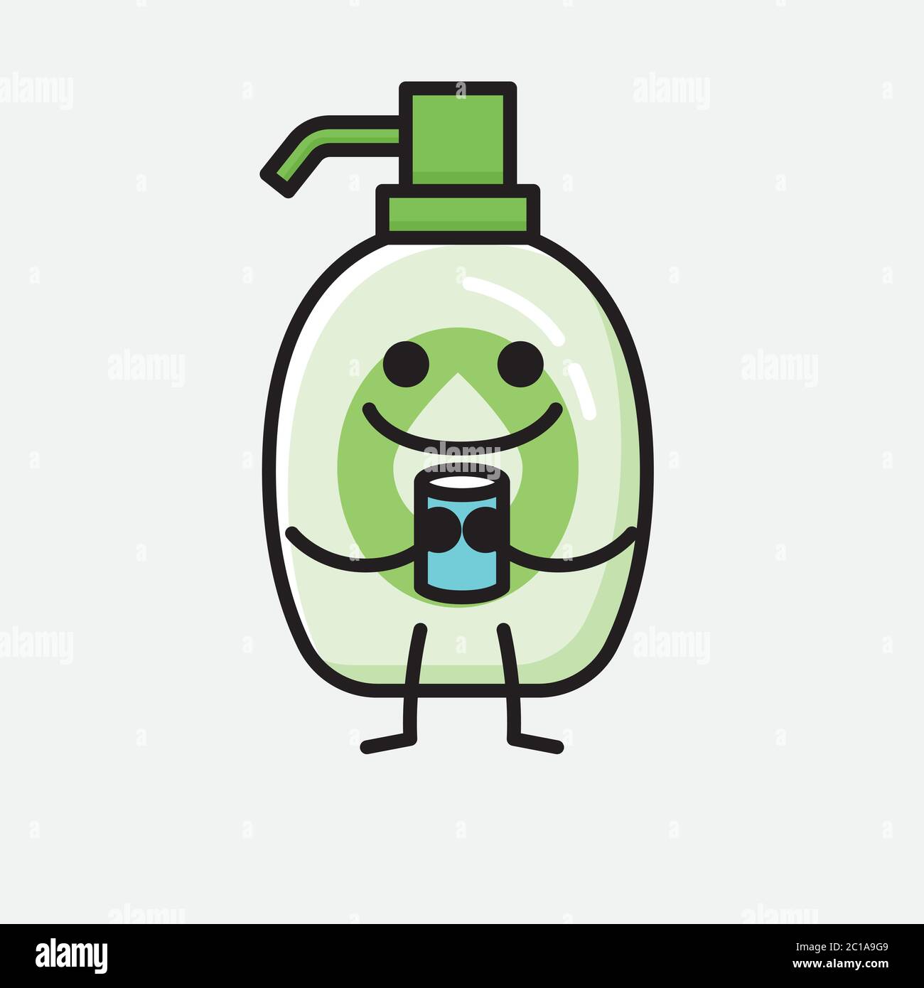 An illustration of Cute Hand Sanitizer Mascot Vector Character in Flat ...