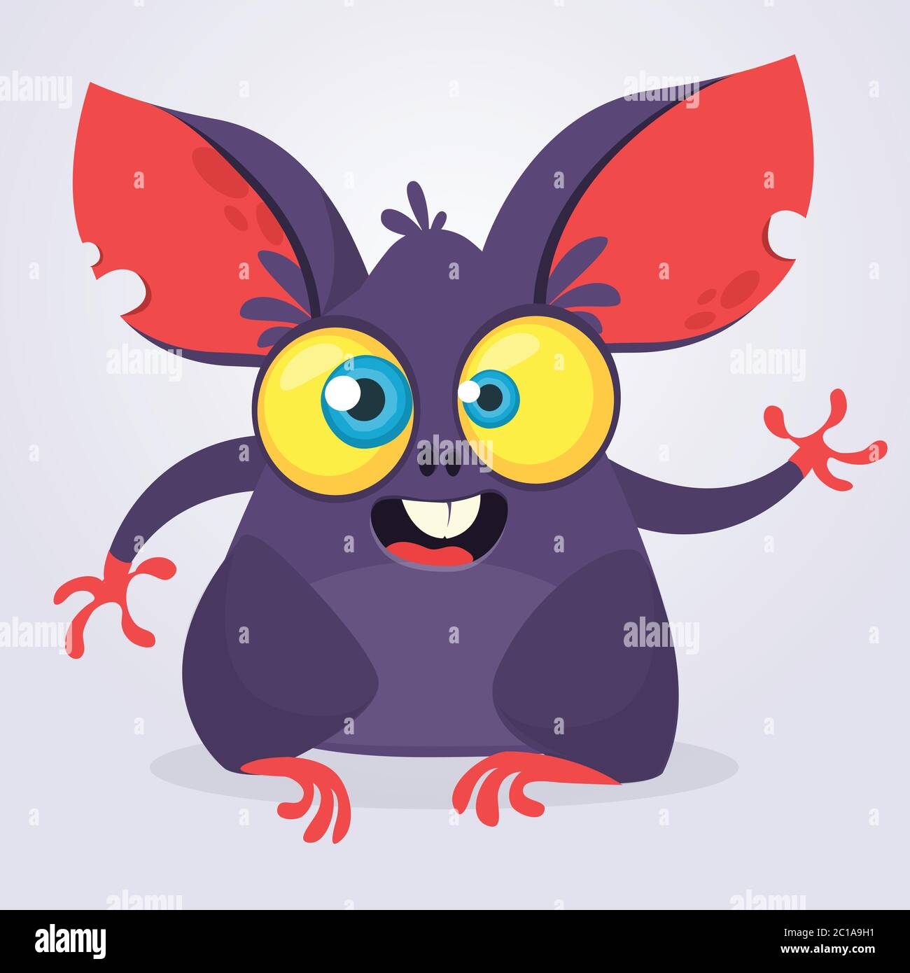 Happy cool cartoon monster. Horned vector monster character Stock ...