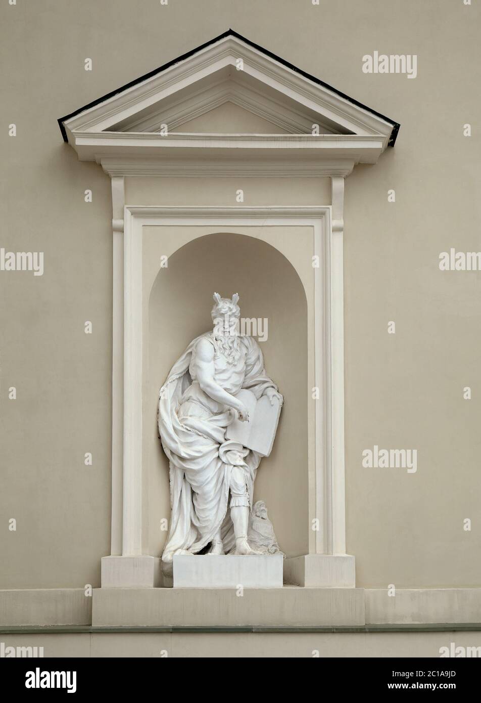 Statue of Moses on St. Stanislaus and St Ladislaus cathedral in Vilnius ...
