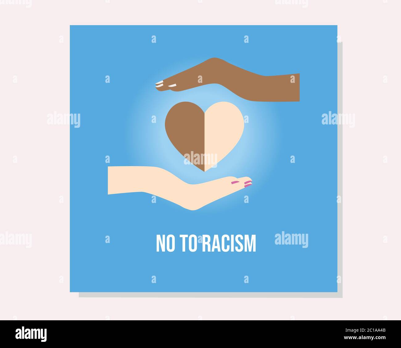 Say no to racism love symbol. Showing love both black and white human ...