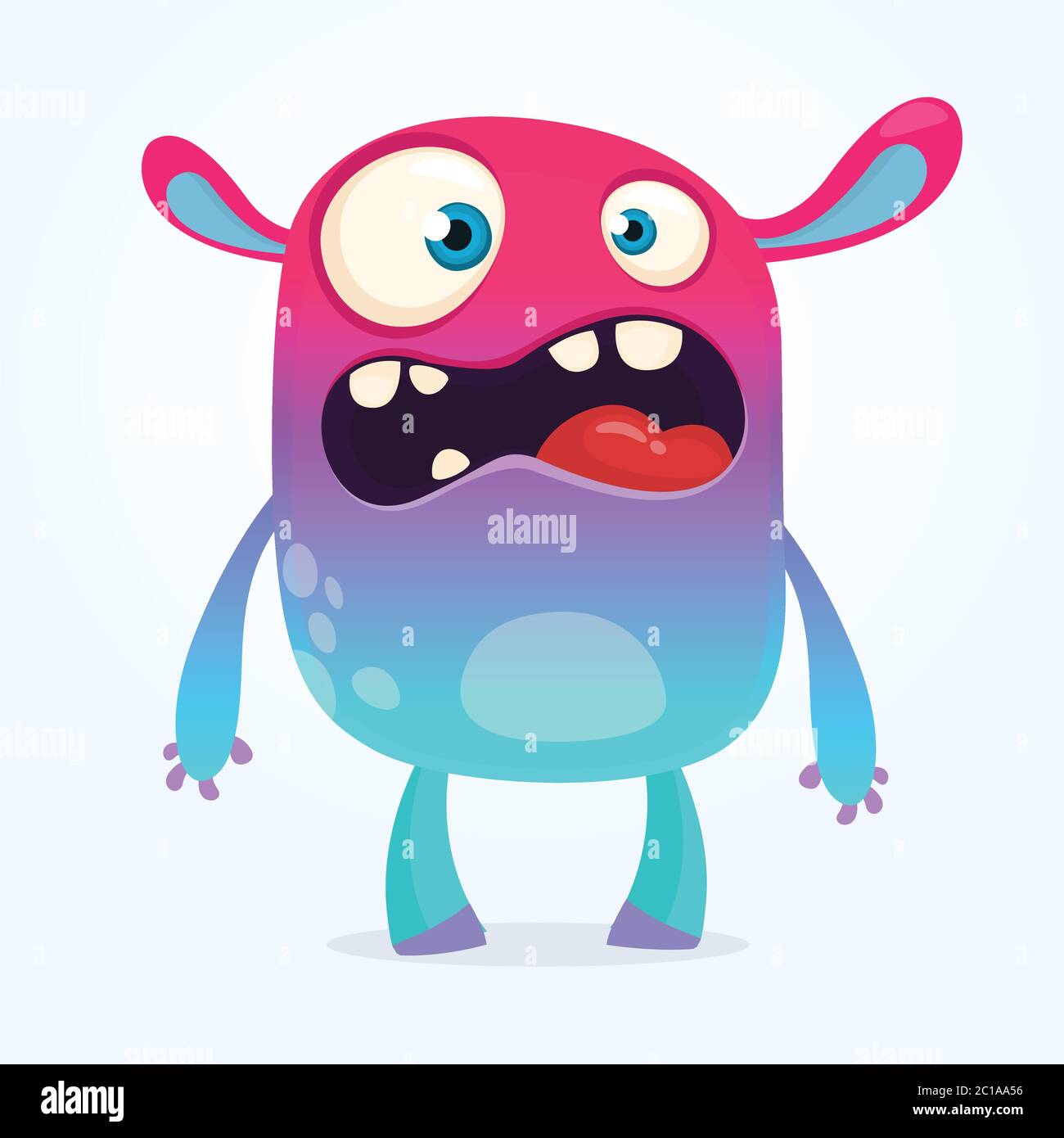 Cute furry blue monster. Vector bigfoot or troll character mascot ...
