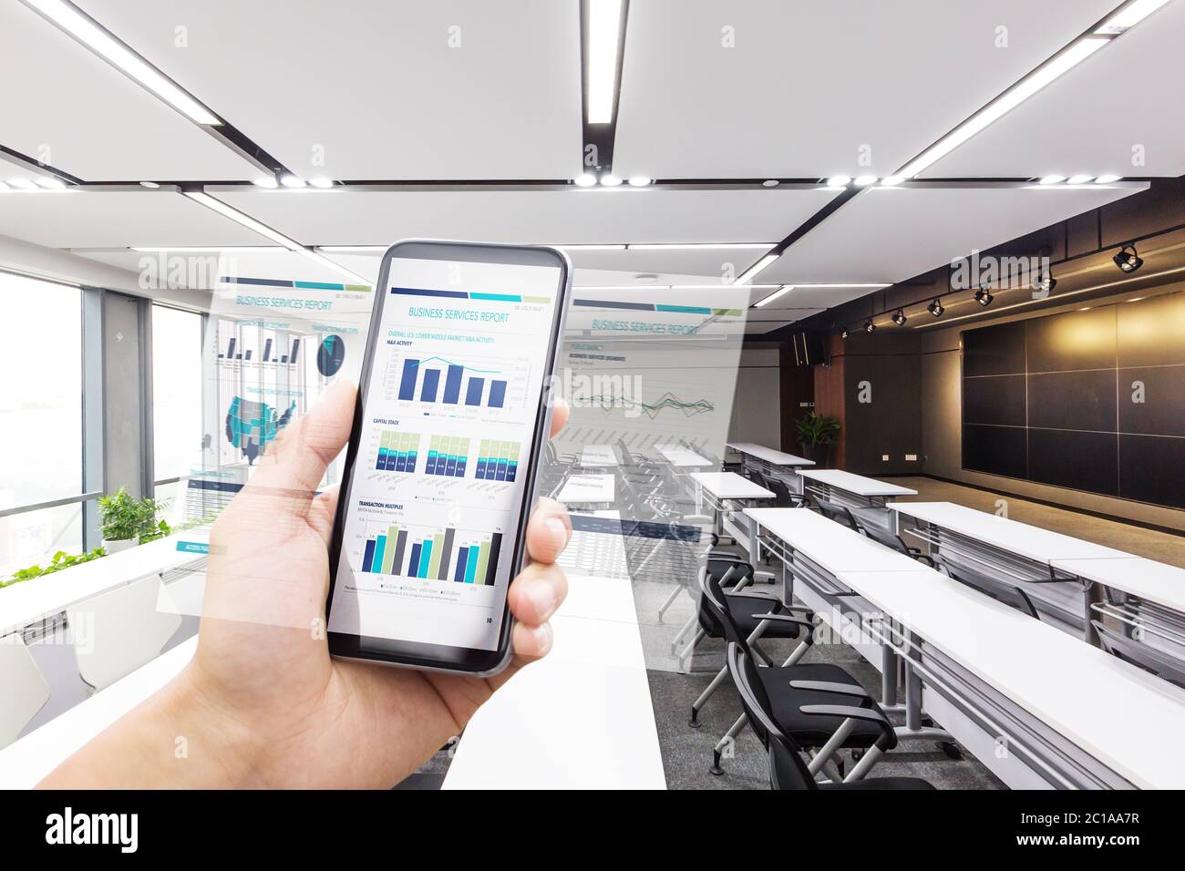 automated office system on smart phone with background Stock Photo - Alamy