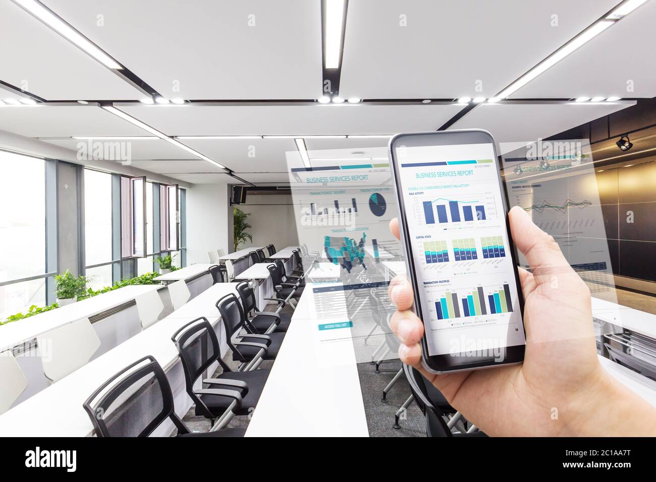 automated office system on smart phone with background Stock Photo - Alamy