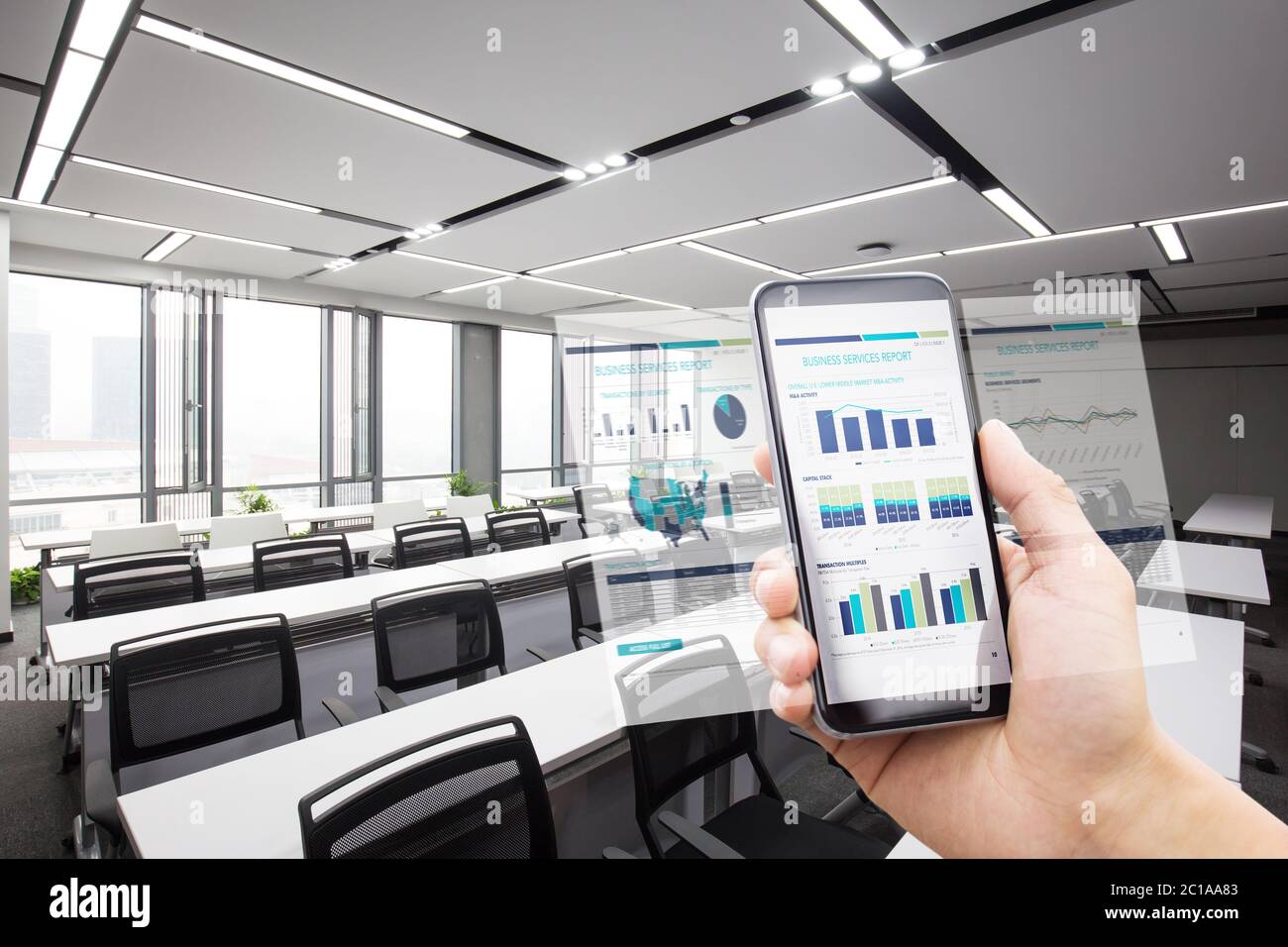 automated office system on smart phone with background Stock Photo - Alamy