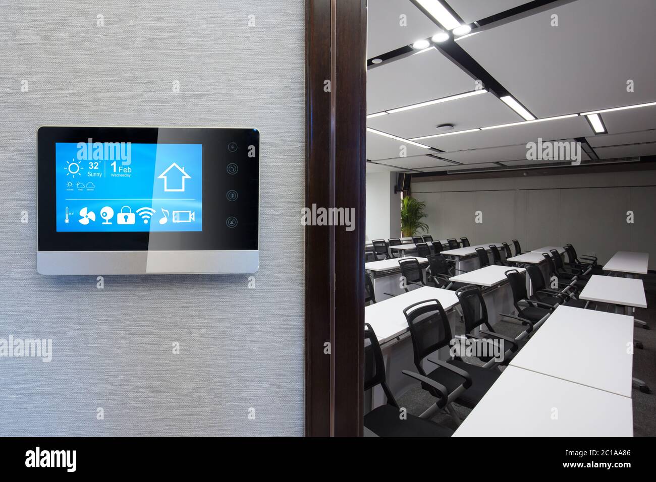 smart home system on intelligence screen with background Stock Photo ...