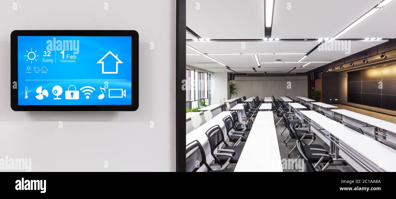 smart home system on intelligence screen with background Stock Photo ...