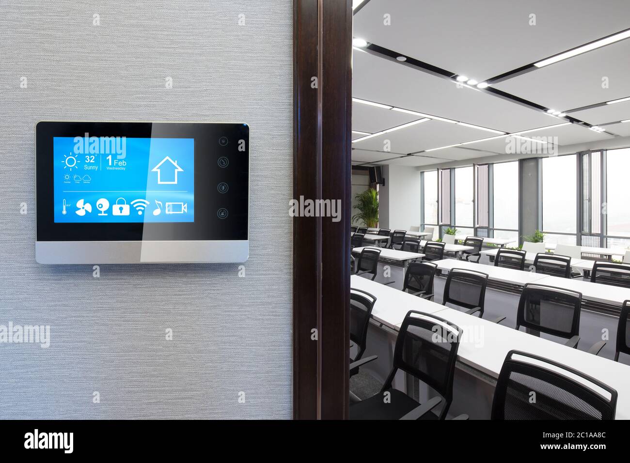 smart home system on intelligence screen with background Stock Photo ...