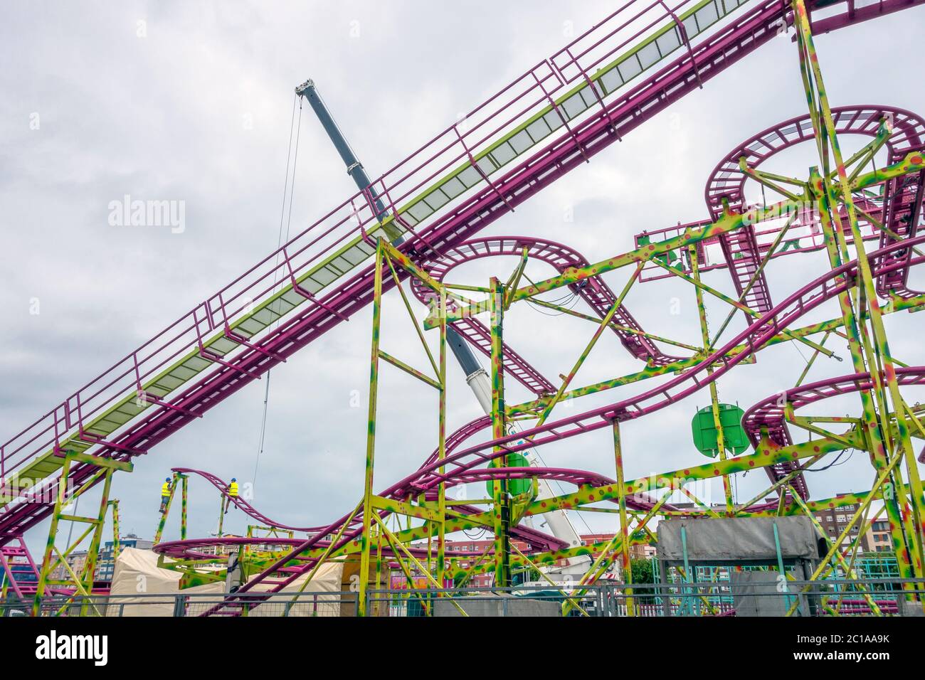 assembling a roller coaster Stock Photo - Alamy
