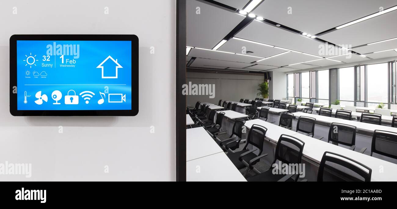 smart home system on intelligence screen with background Stock Photo ...