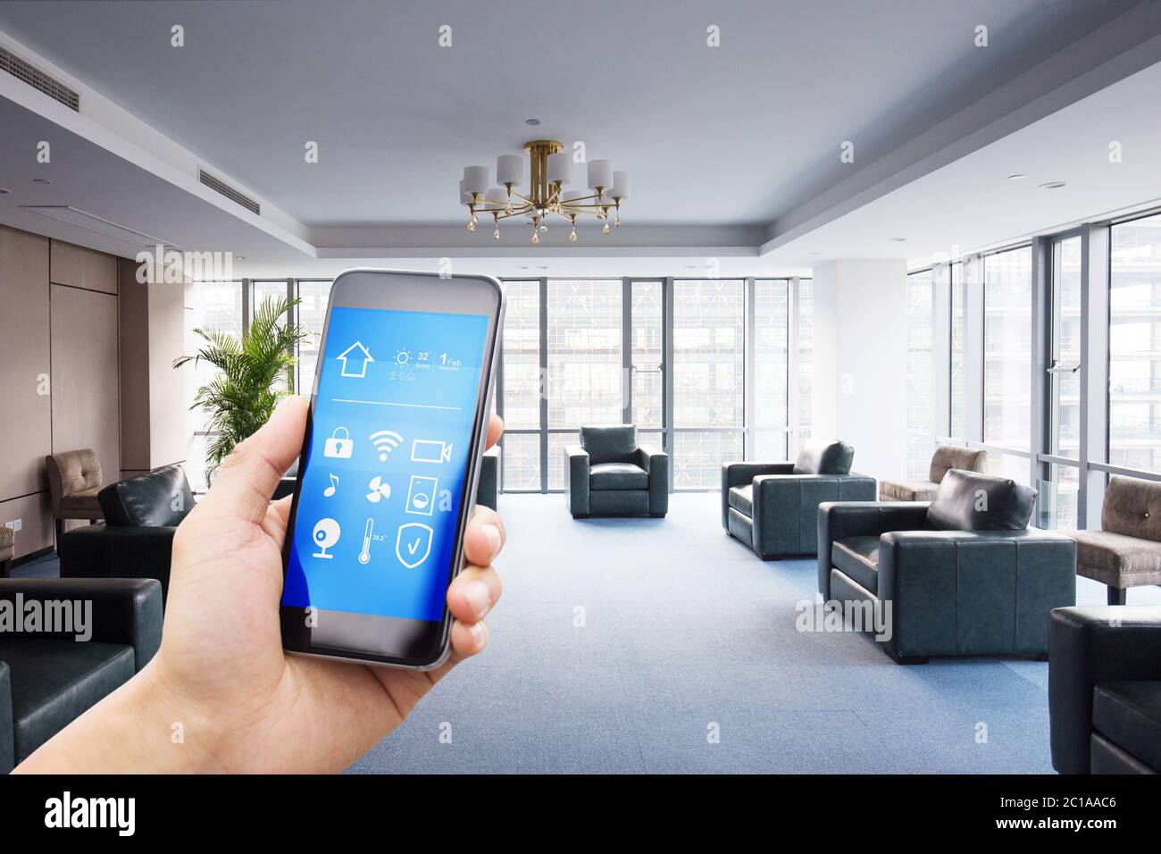 smart home system on mobile phone with background Stock Photo - Alamy