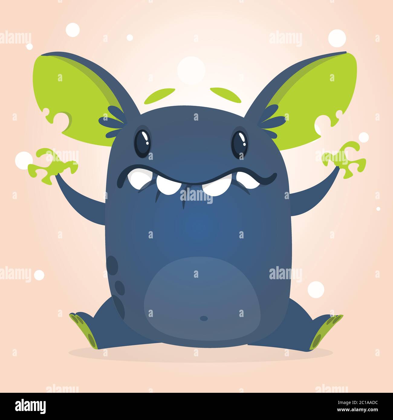 Happy cool cartoon monster. Horned vector monster character Stock ...
