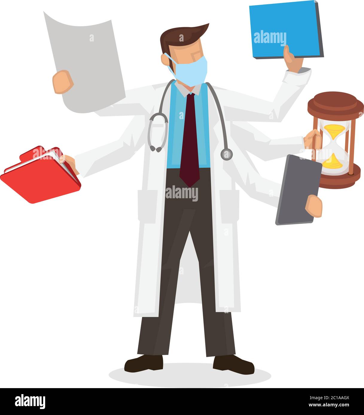 Doctor with multiple hands. Concept of multitasking medical Doctor ...