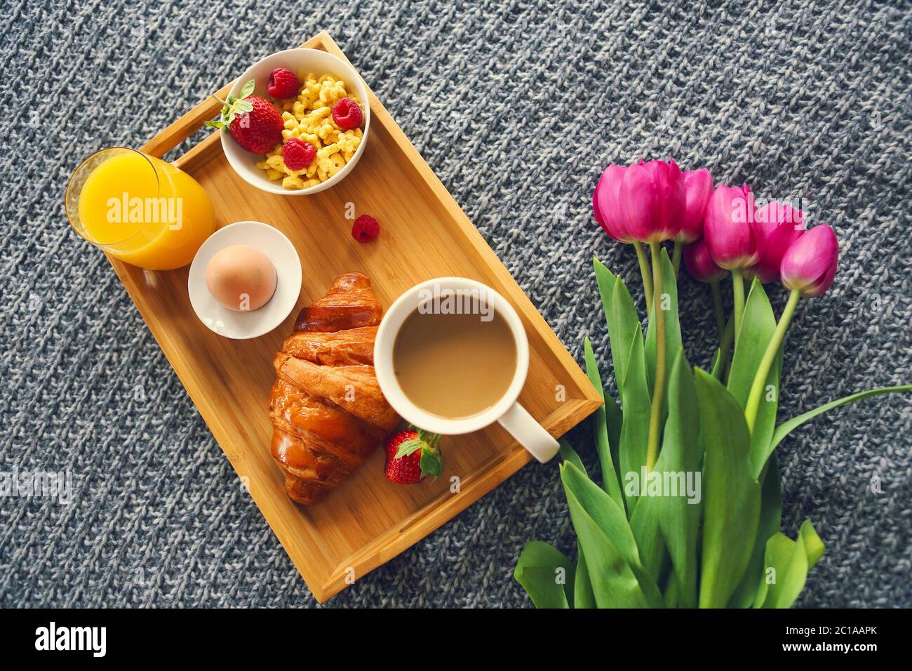 Healthy morning breakfast on tray Stock Photo - Alamy