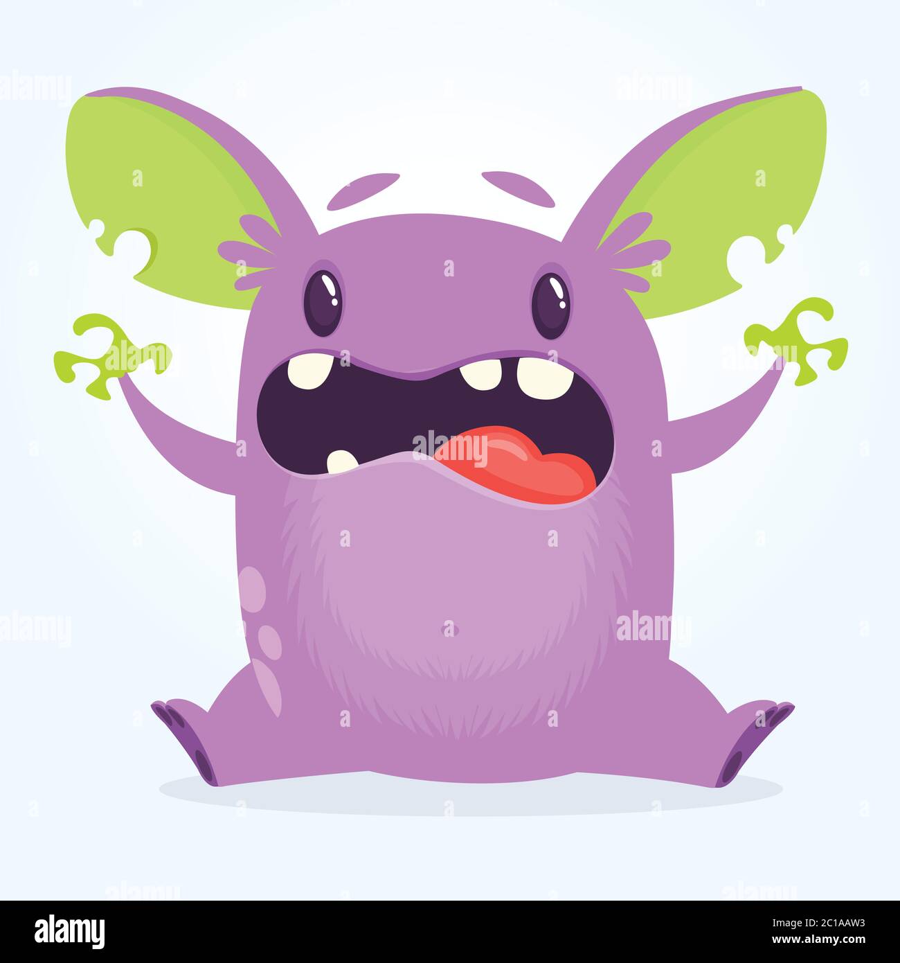 Angry cartoon monster with big ears. Halloween vector illustration ...