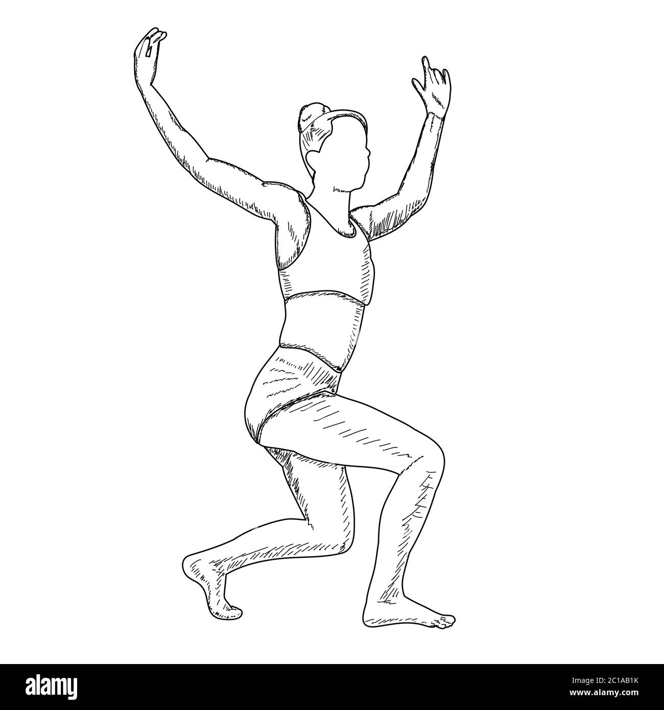 a white background, sketch with lines, dancing girl Stock Vector Image ...