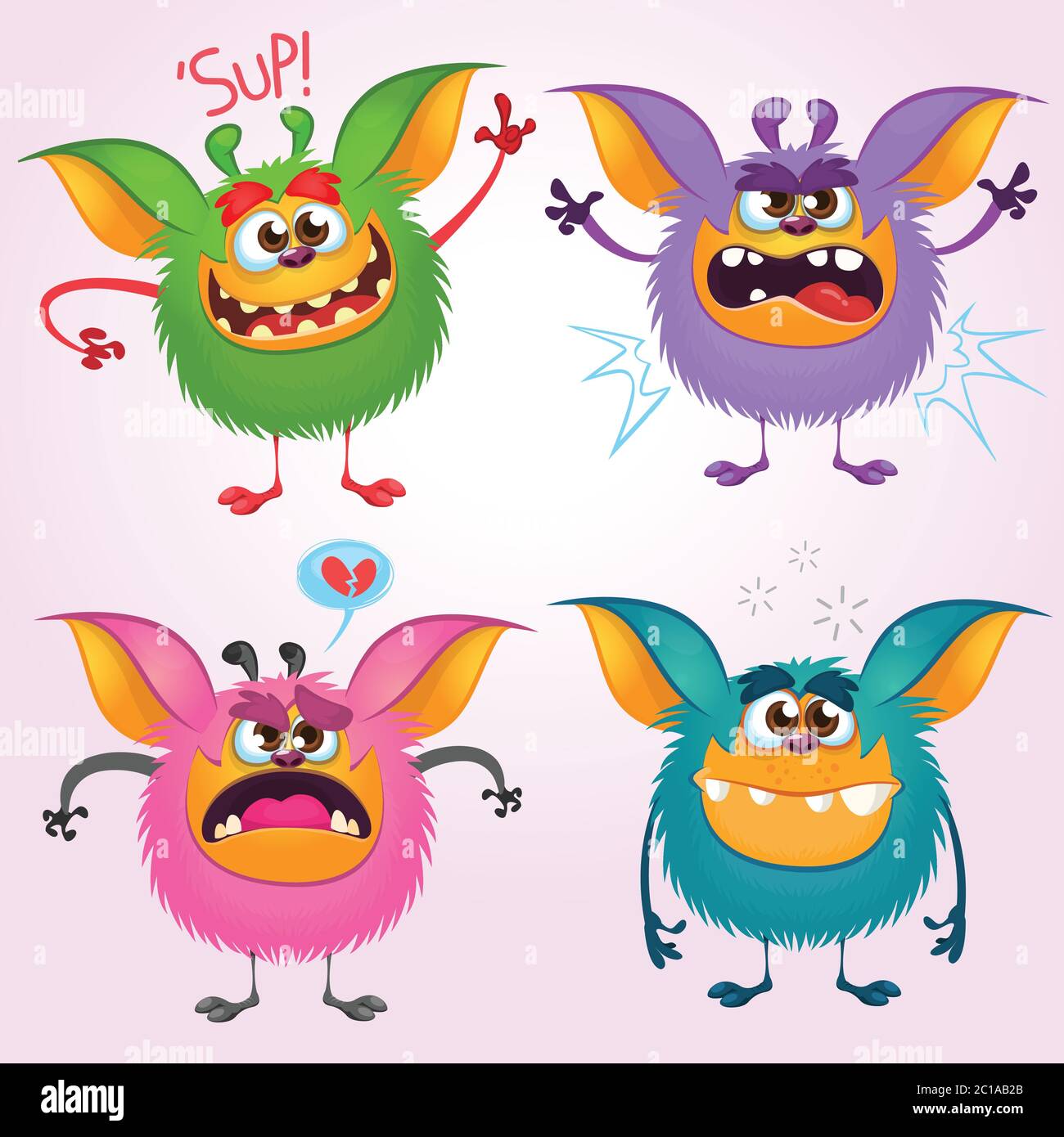 Cartoon Monsters collection. Vector set of cartoon monsters isolated ...