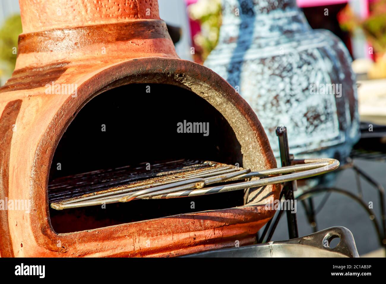Burning coal in grill barbeque Stock Photo - Alamy