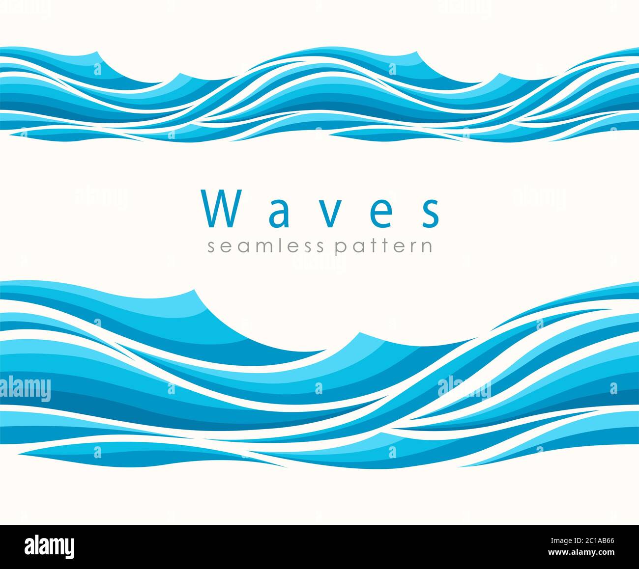 Marine seamless pattern with stylized waves on a light background Stock ...