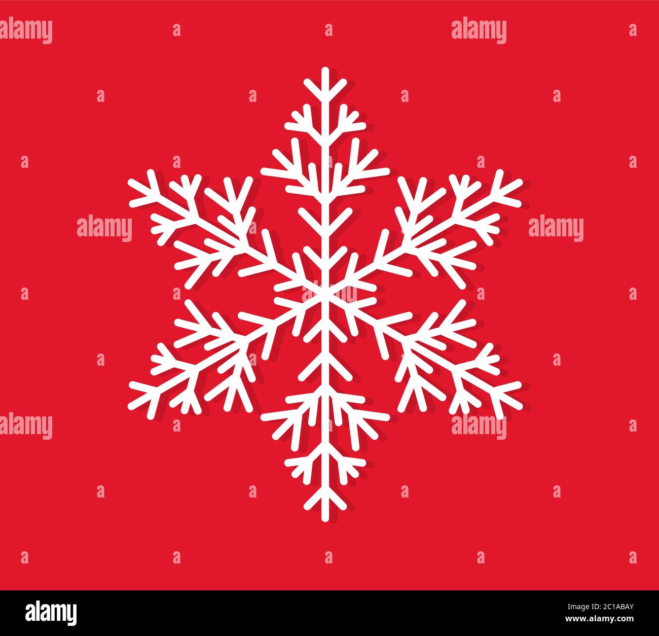 White snowflake icon on red background. Vector illustration Stock ...
