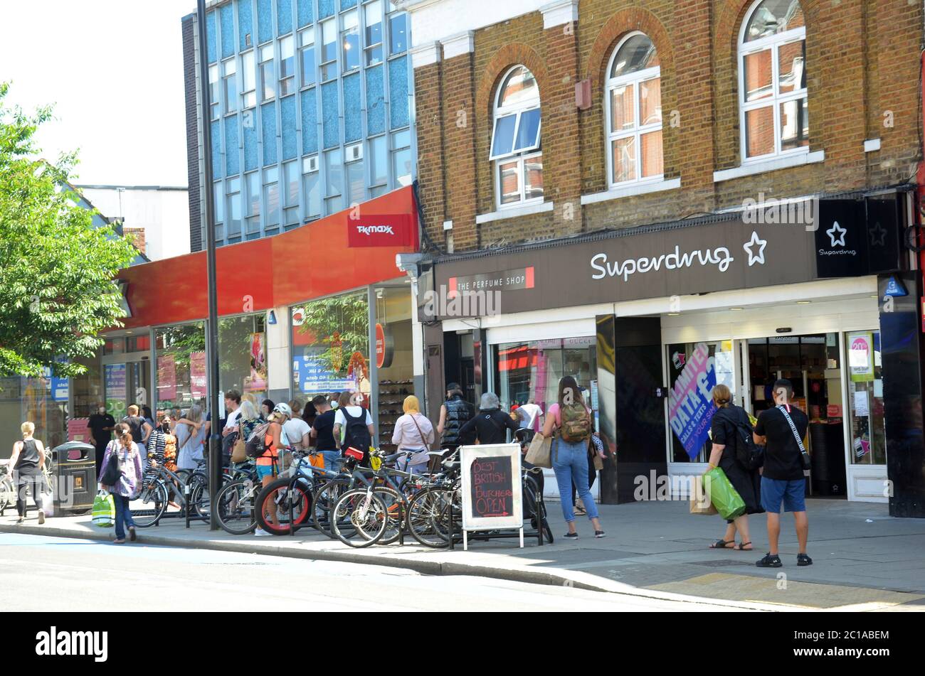 London, UK, 15 June Non essential shops open with queues in Tooting ...