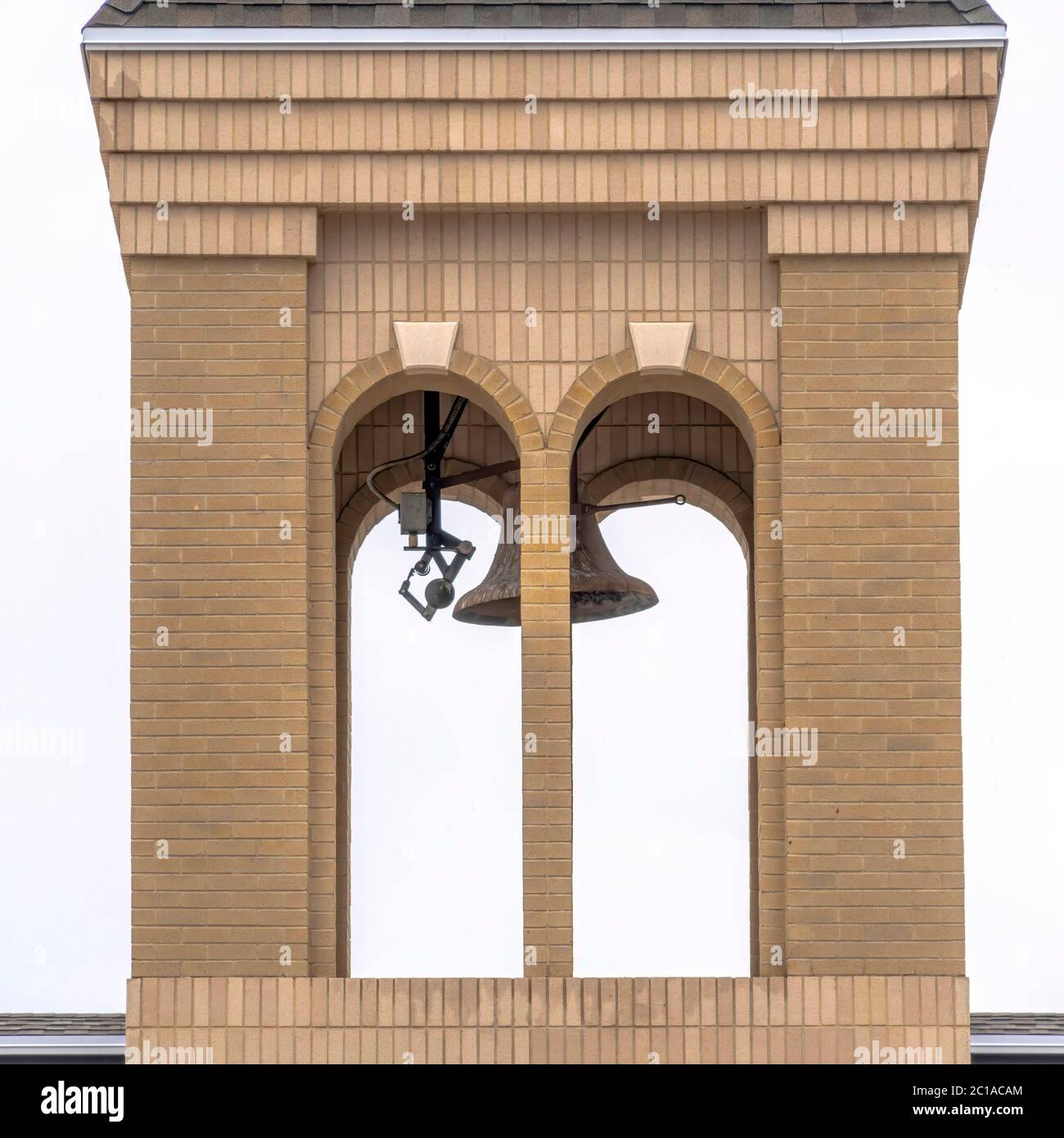 Square frame Old vintage bell of a church housed inside the belfry ...