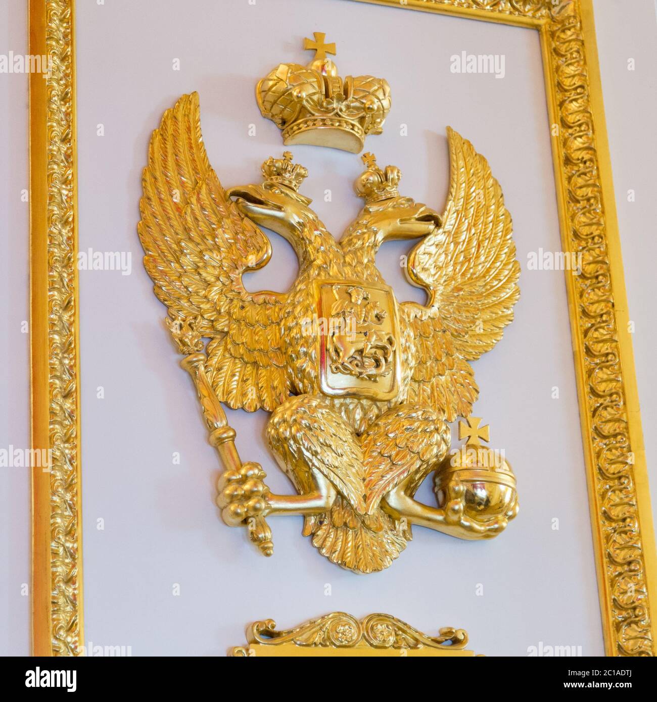 Symbol of Russia, two headed eagle at the ancient palace Stock Photo ...