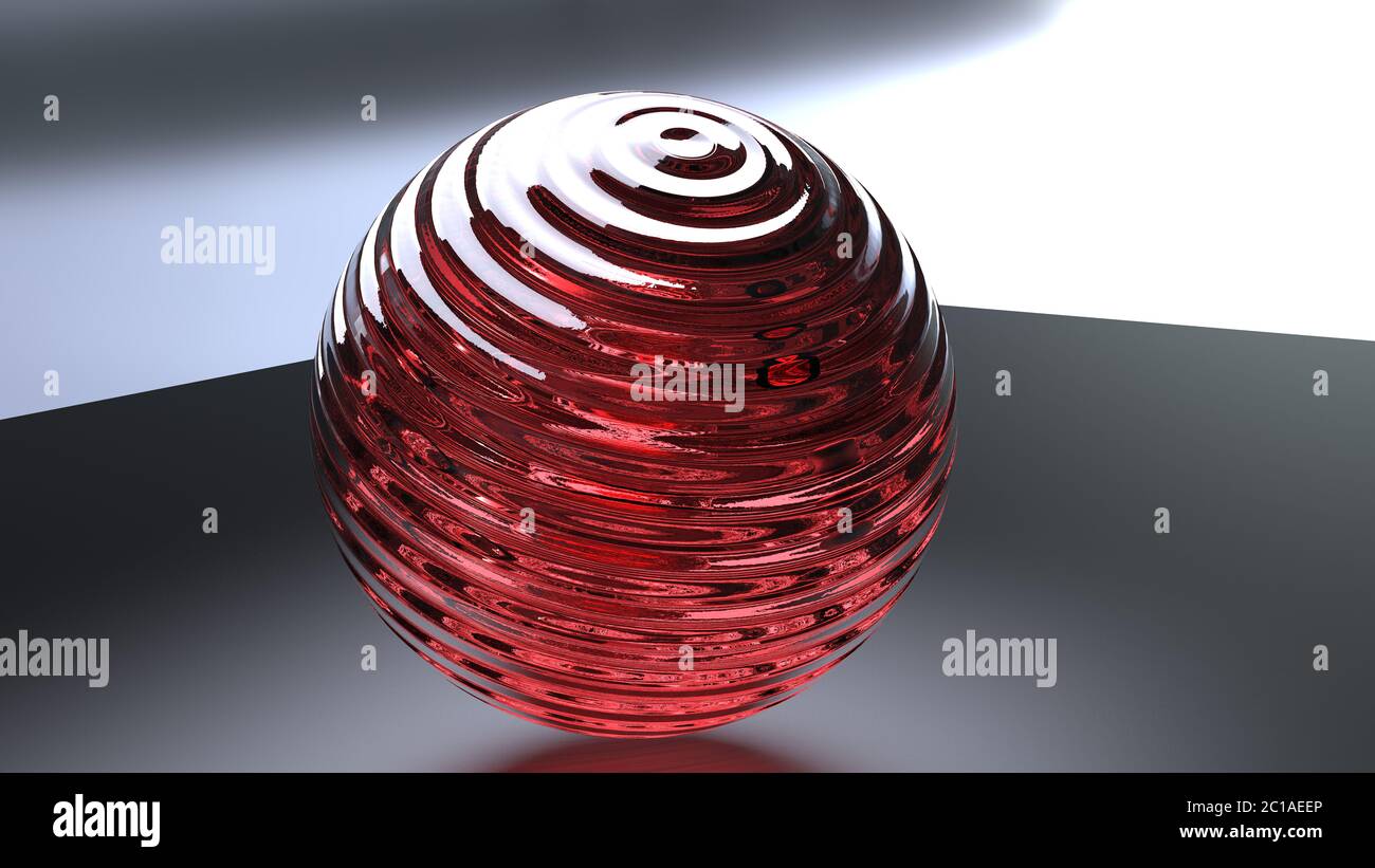 shiny red glass sphere with light reflections - 3D-Illustration Stock ...