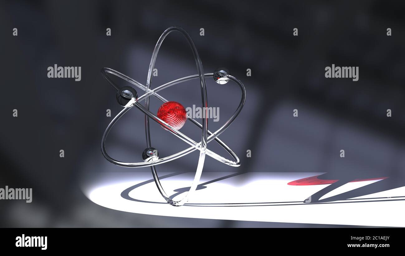 atom core model on dark with interesting shadowing - 3D-Illustration ...
