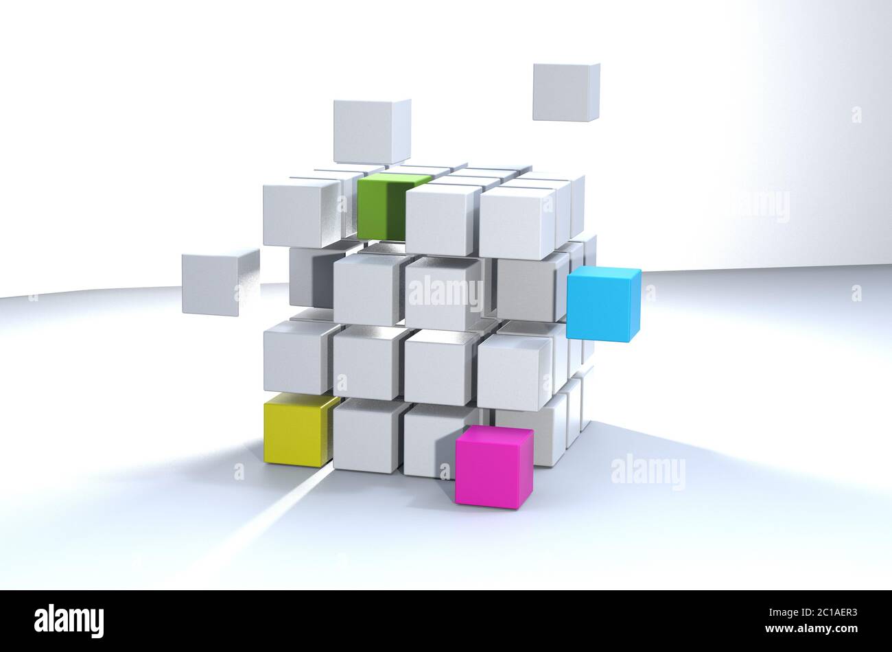 matrix organization symbol cube with light from behind shining through ...