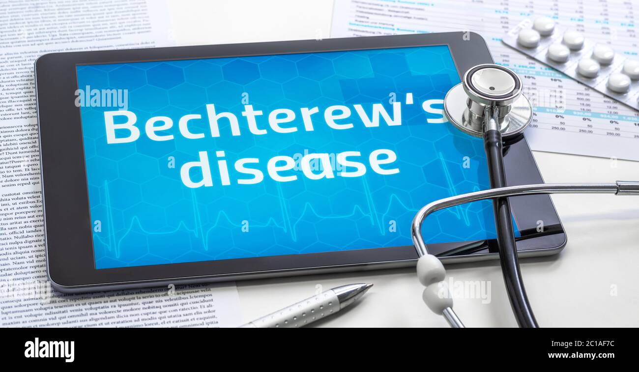 The word Bechterew's disease on the display of a tablet Stock Photo - Alamy