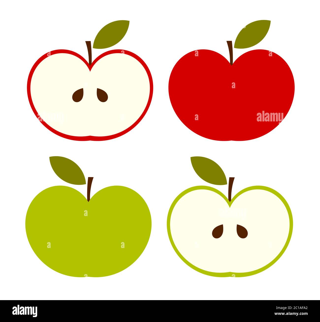 Red and green apples icons set. Vector illustration Stock Vector Image ...