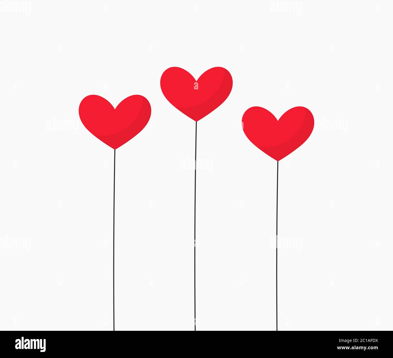 Three red hearts. Vector illustration Stock Vector Image & Art - Alamy