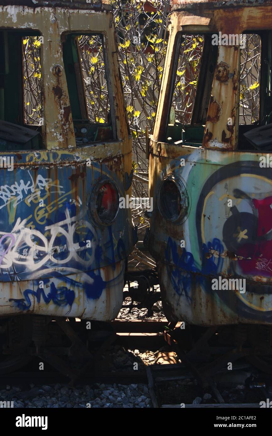 Old rusty abandoned locomotive train Stock Photo - Alamy