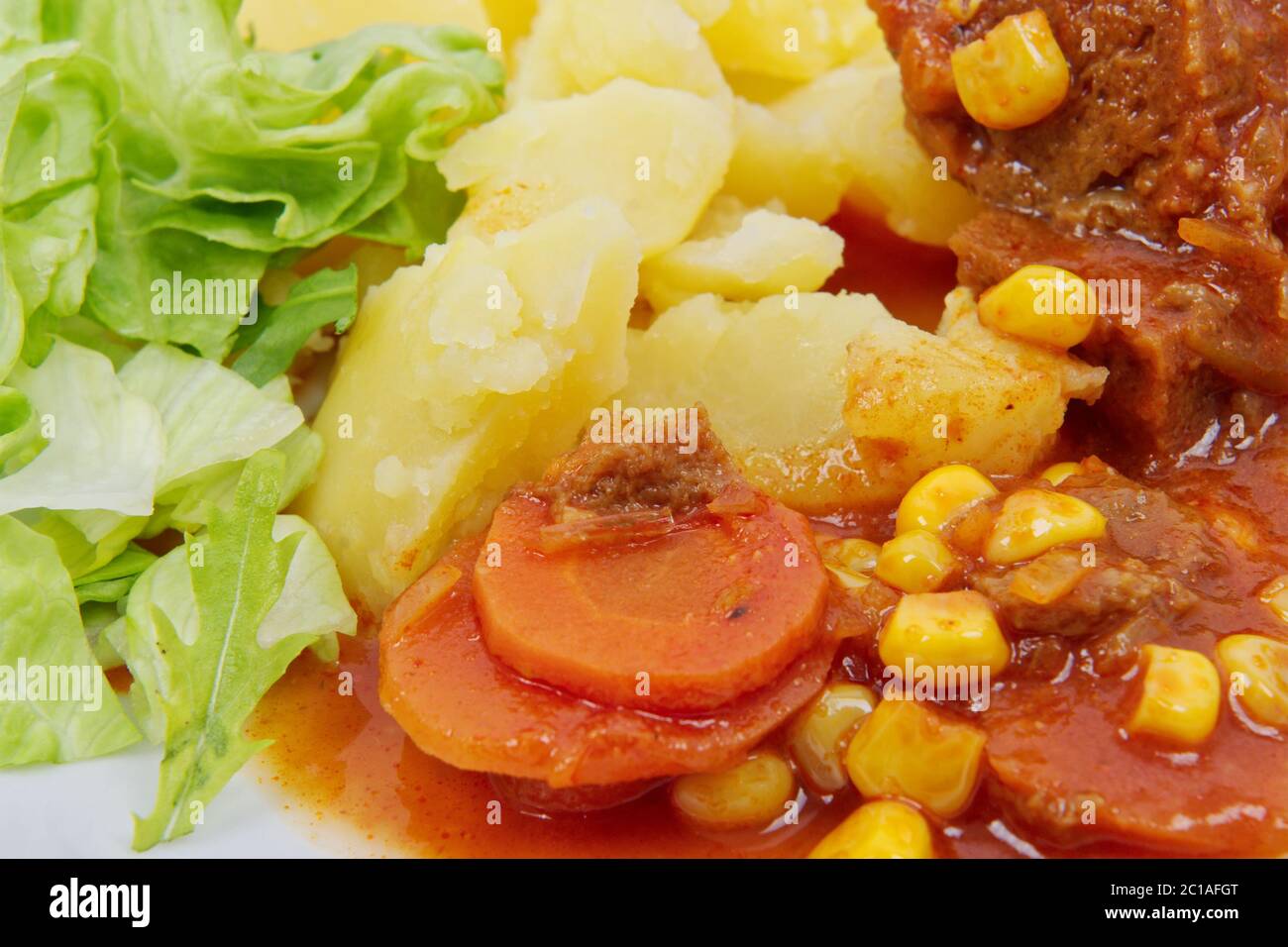 Detail of mexican goulash with potatoes Stock Photo - Alamy