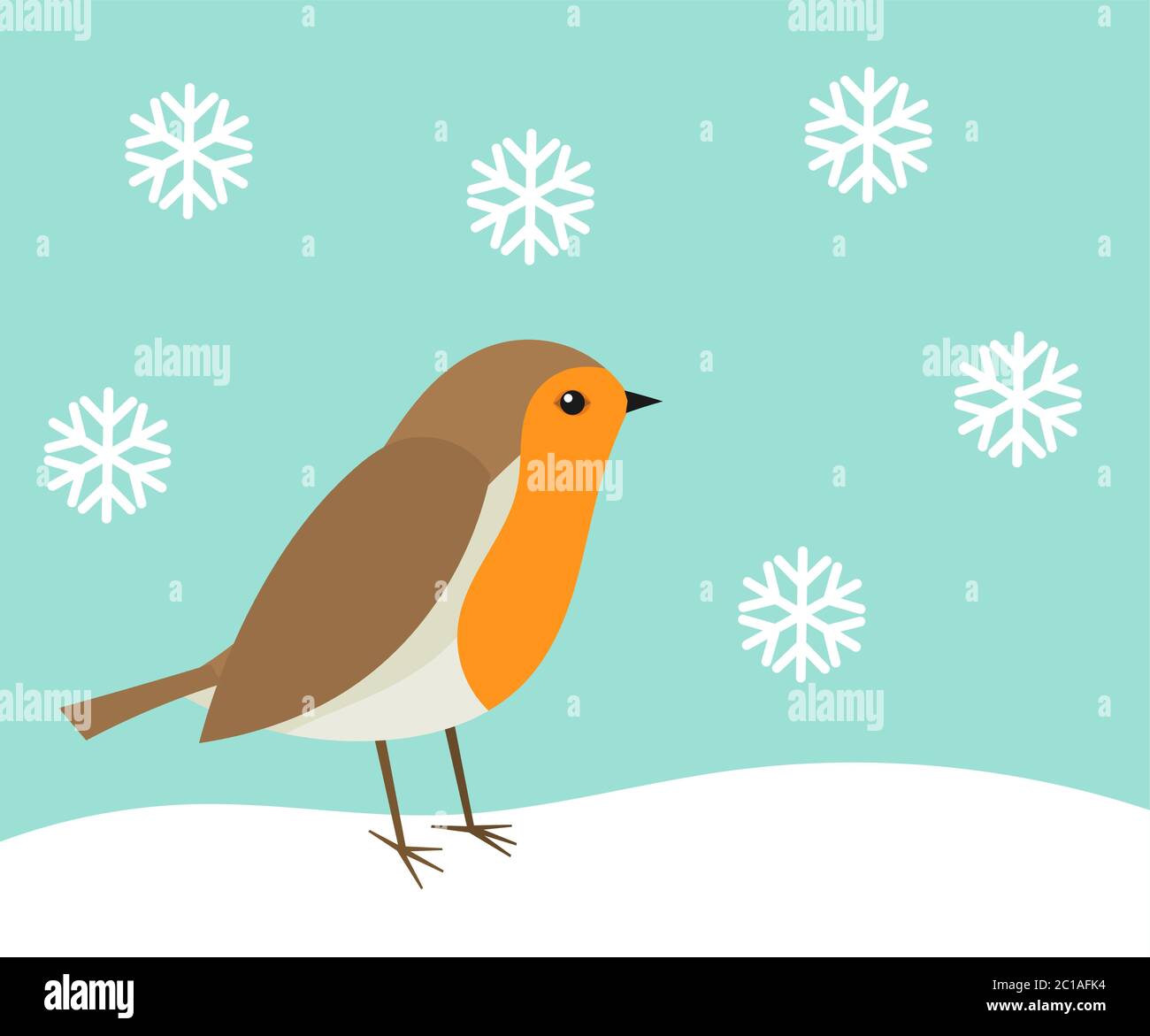 Cute robin bird in winter scenery. Vector illustration Stock Vector ...